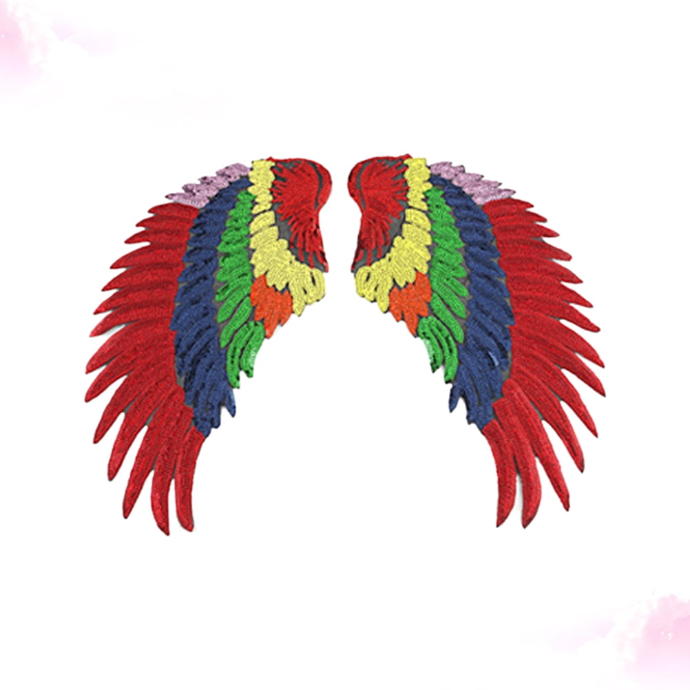 LABSERRON Wings Shaped Cloth Stickers with Multi-Colored Embroidery ...