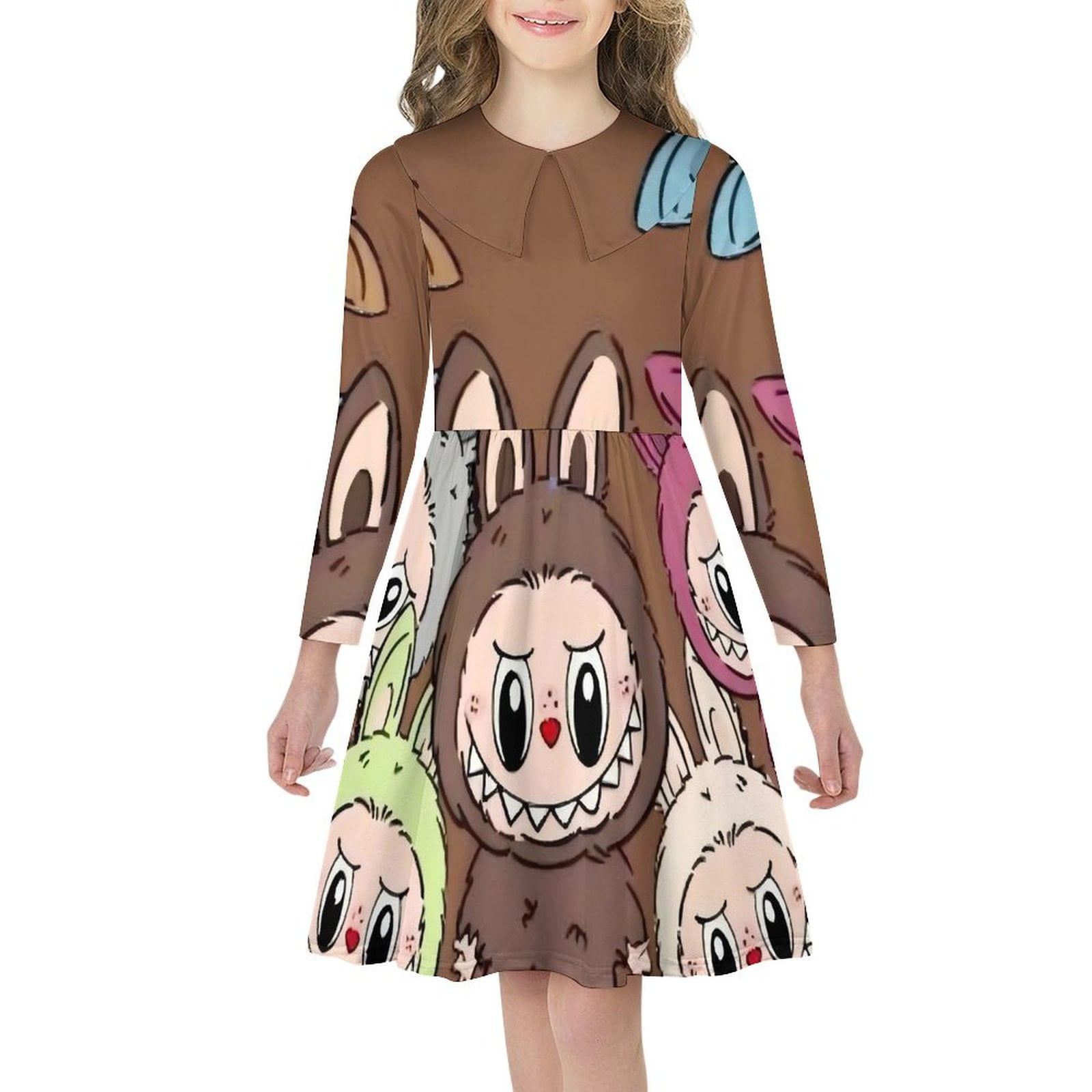 LABUBU Girls long sleeve cartoon autumn and winter dress 150CM ...