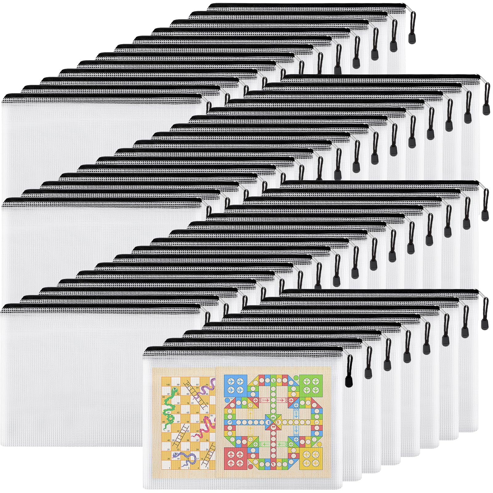 LABUK 52 Pack Mesh Zipper Pouch Bags, A4 Letter Size Zipper Pouch for ...