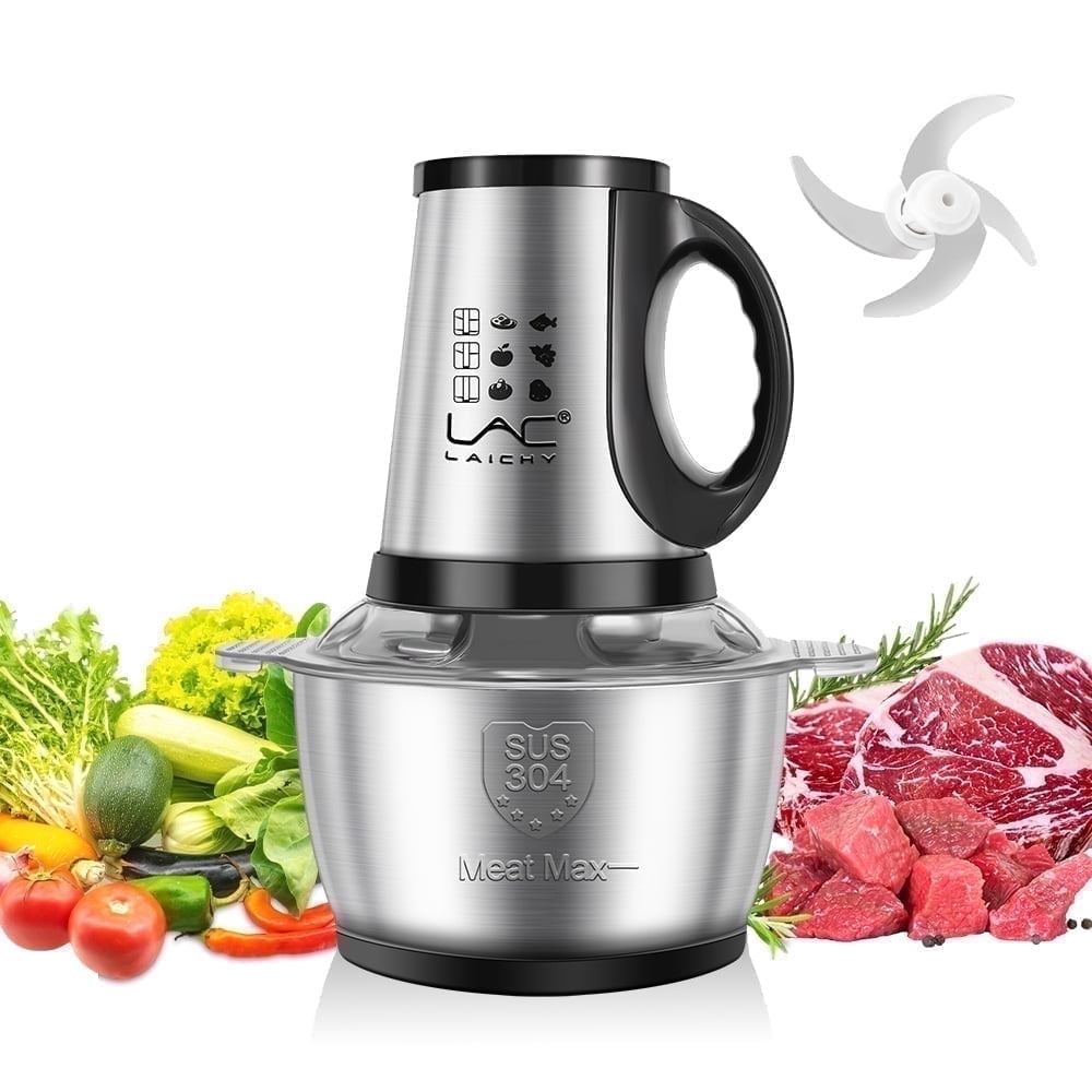 LAC LAICHY 8-Cup 2L Food Processor, 250W Motor, Variable Speed, Stainless Blades, Silver ...