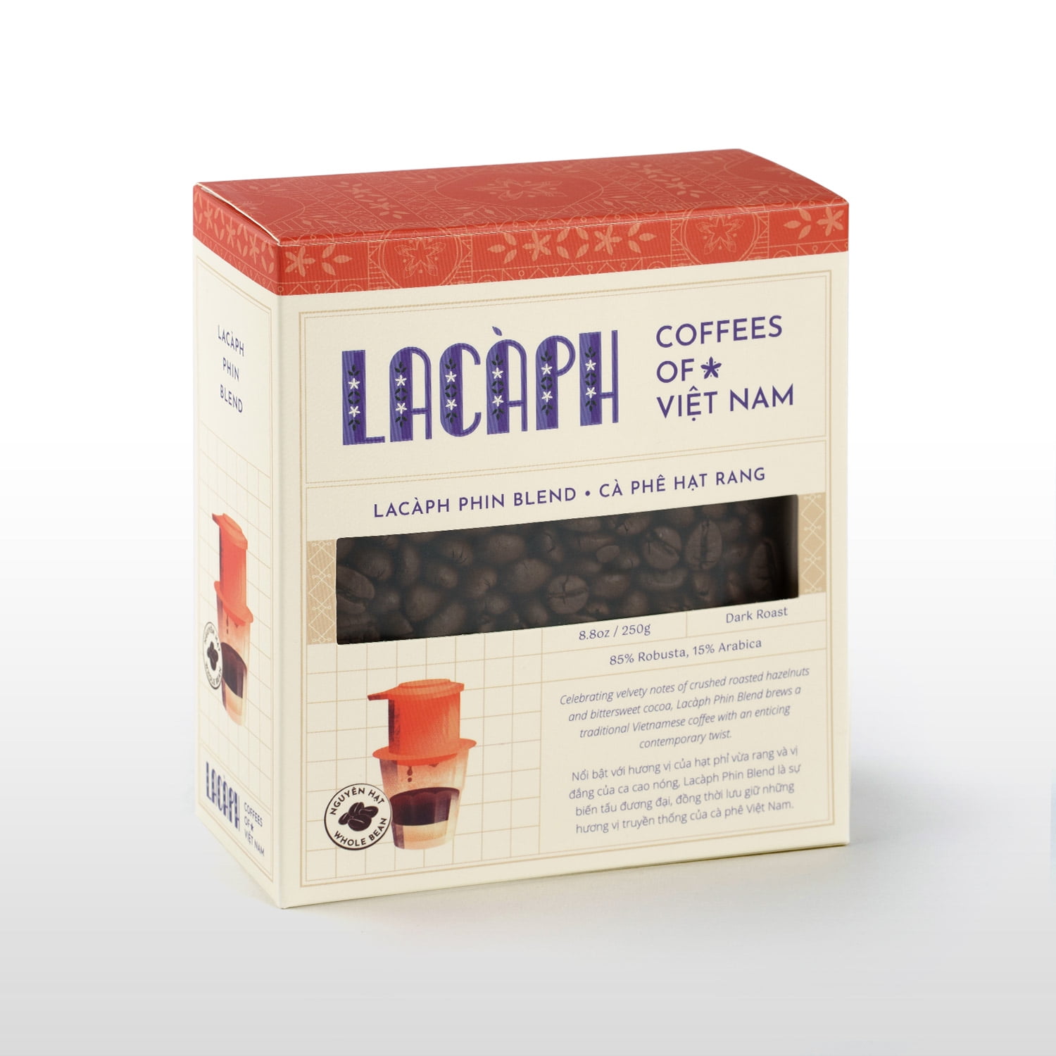 LACÀPH PHIN BLEND - Vietnamese Coffee Whole Bean with 85% Robusta 15% ...