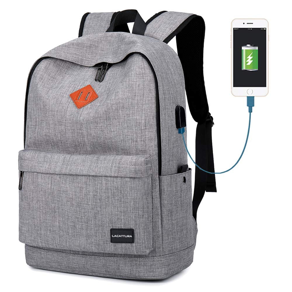 LACATTURA College Backpack, Lightweight Laptop Book Bag Grey C60 ...