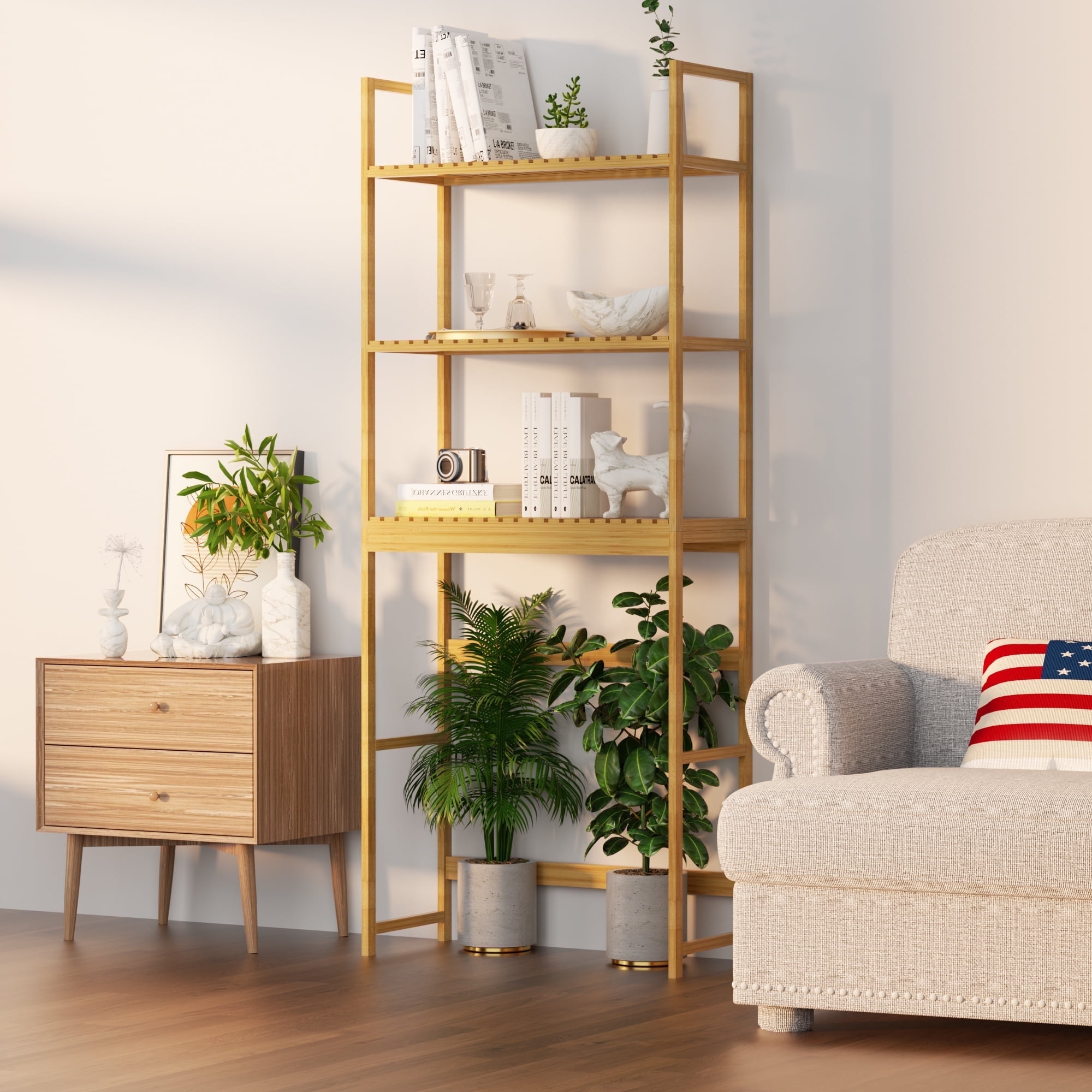 UTEX 3-Tier Ladder Shelf, Bathroom Shelf Freestanding, 3-Shelf ...