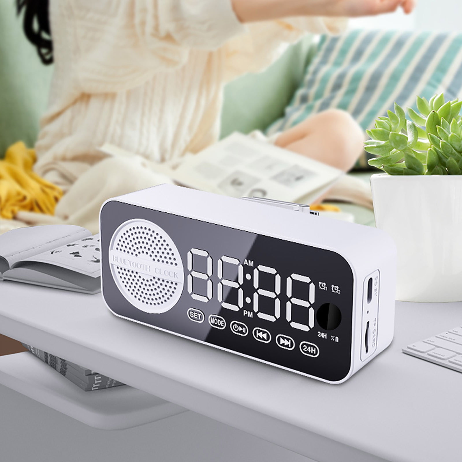 LACKUST Bluetooth Sound System, Bluetooth Alarm Clock Speaker, Clock ...