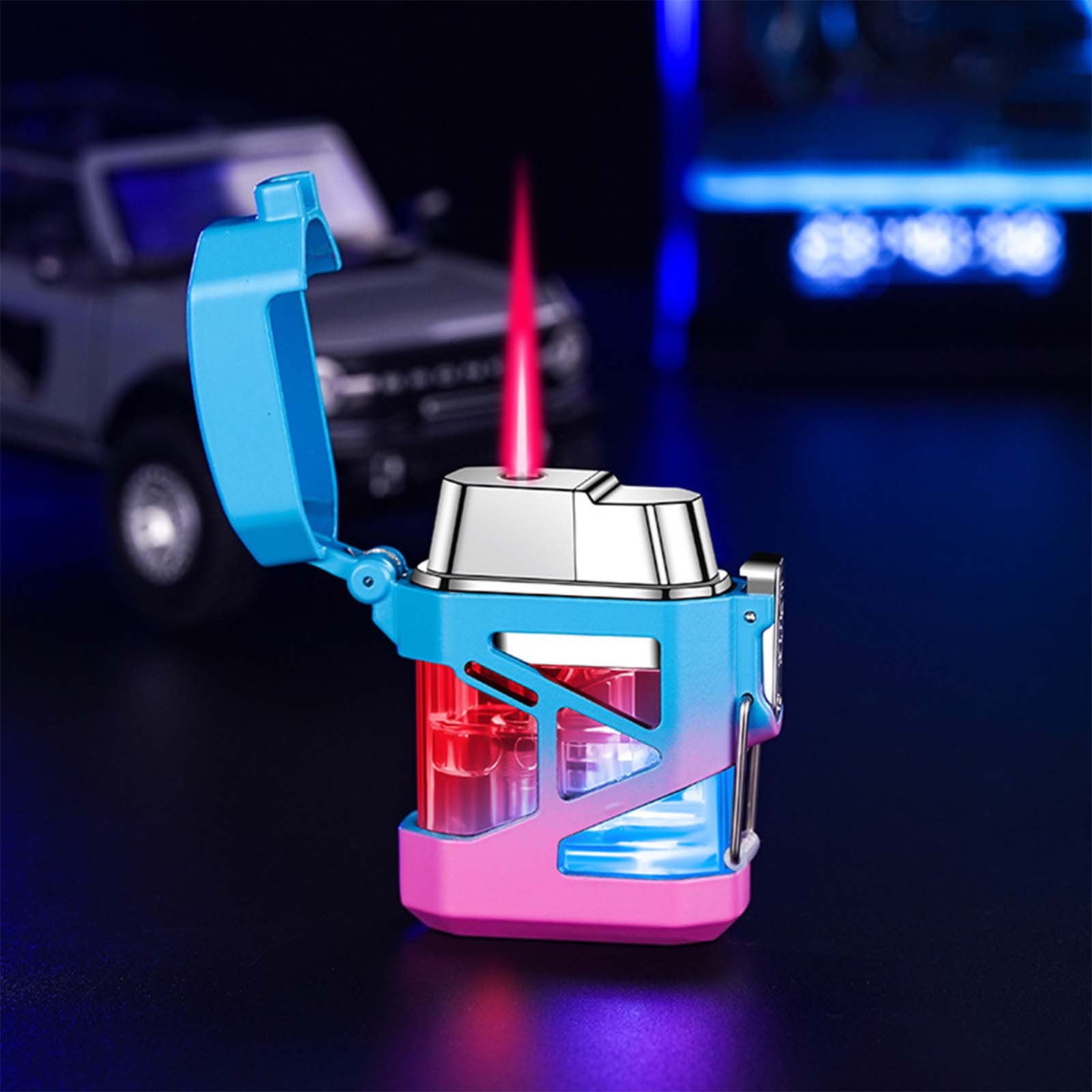 LACKUST Cool Lighters,Transparent Mechanical Lighter - Large Capacity ...