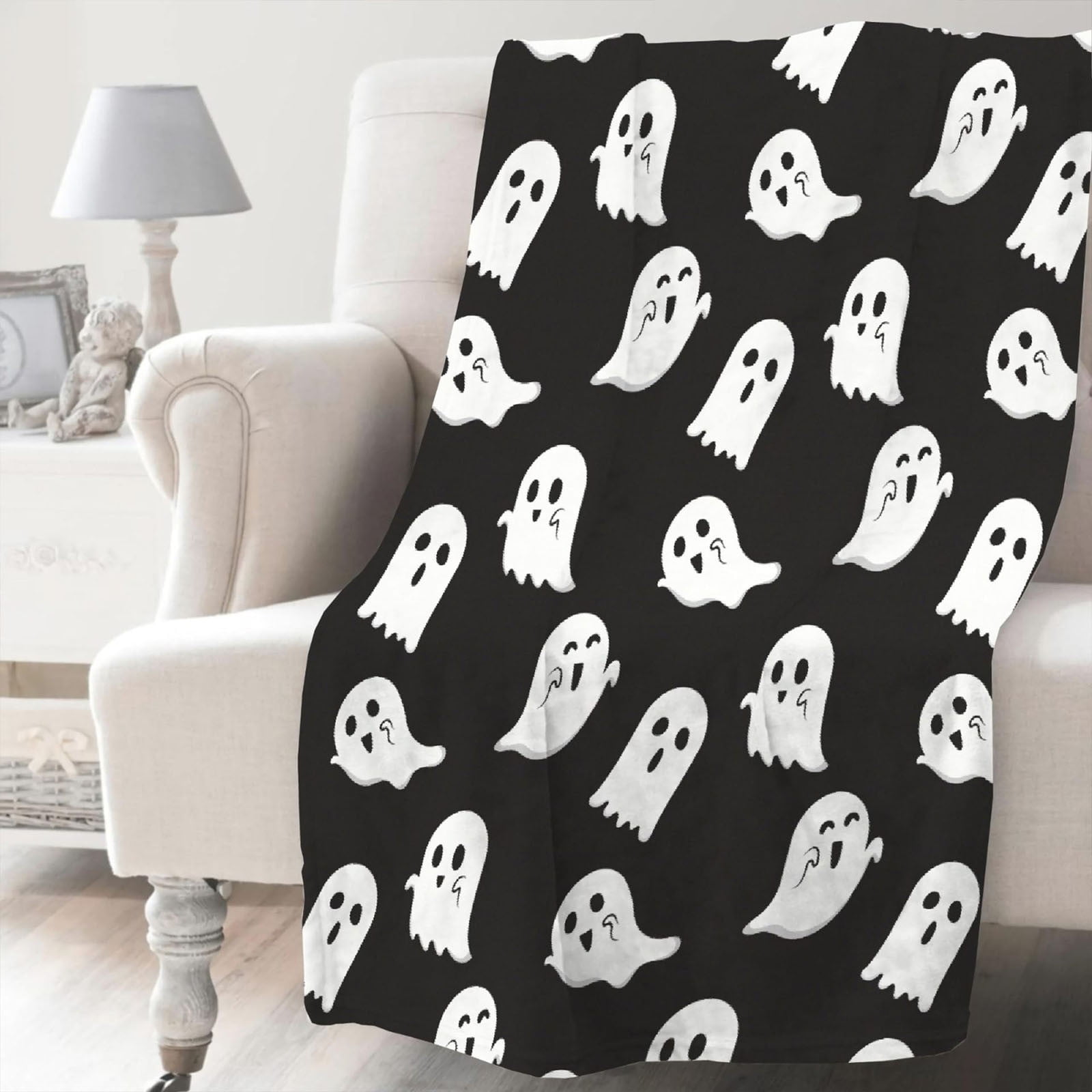 LACKUST Flannel Blanket Throw ,Halloween Ghost Blanket,39.4x27.6in ...