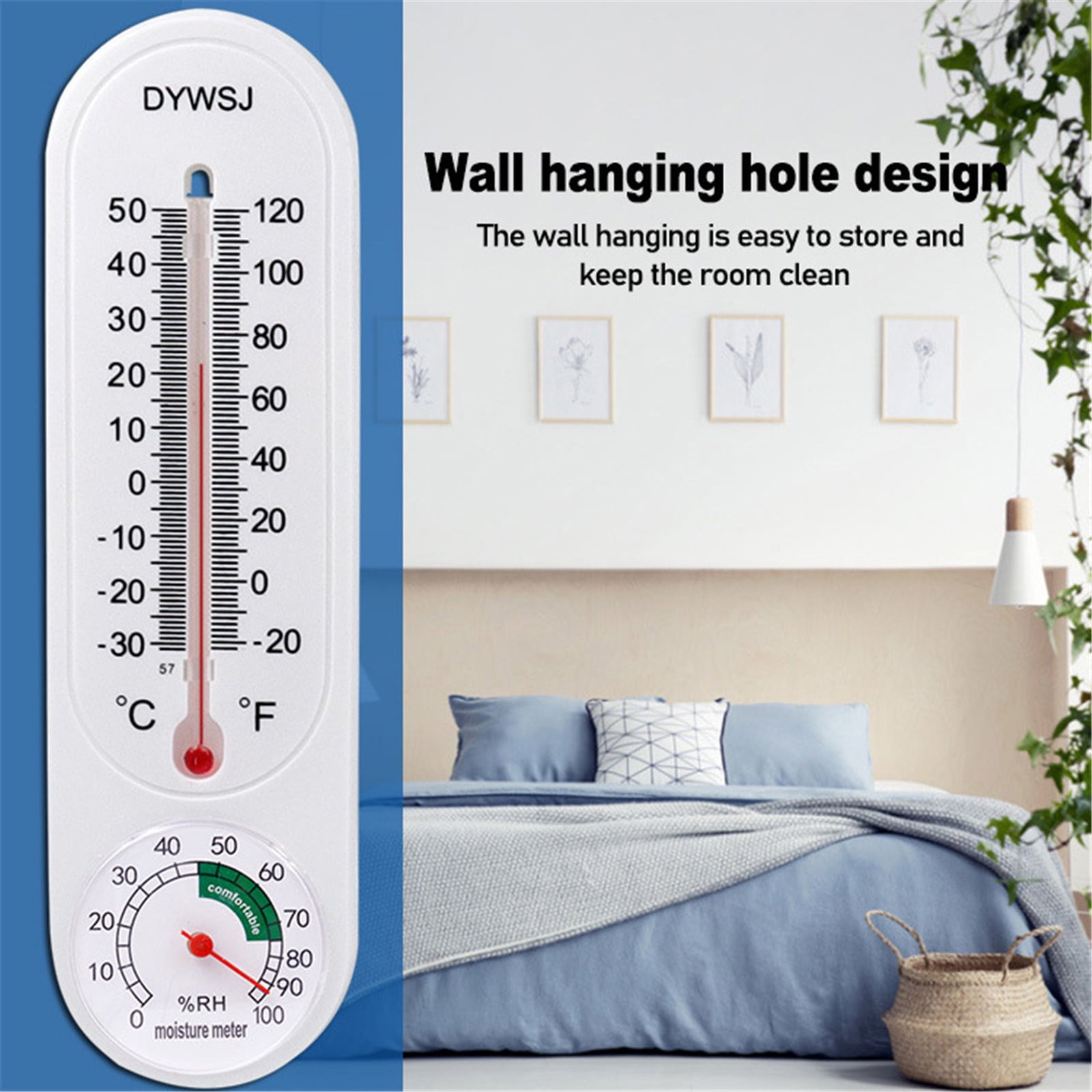 LACKUST Indoor Outdoor Wall Mounted Thermometer Hygrometer - No Battery ...