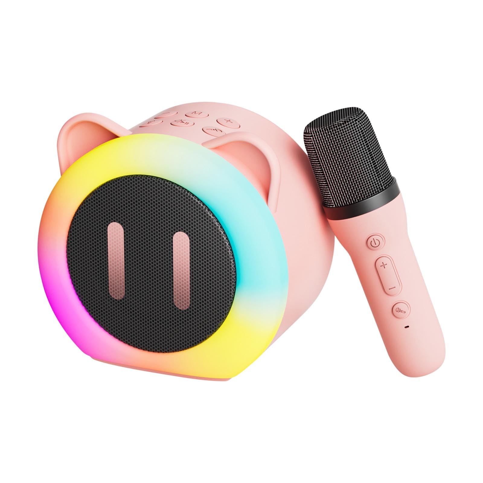 LACKUST Ki-ds Bluetooth Speaker with Wireless Microphone, Pink Cute ...