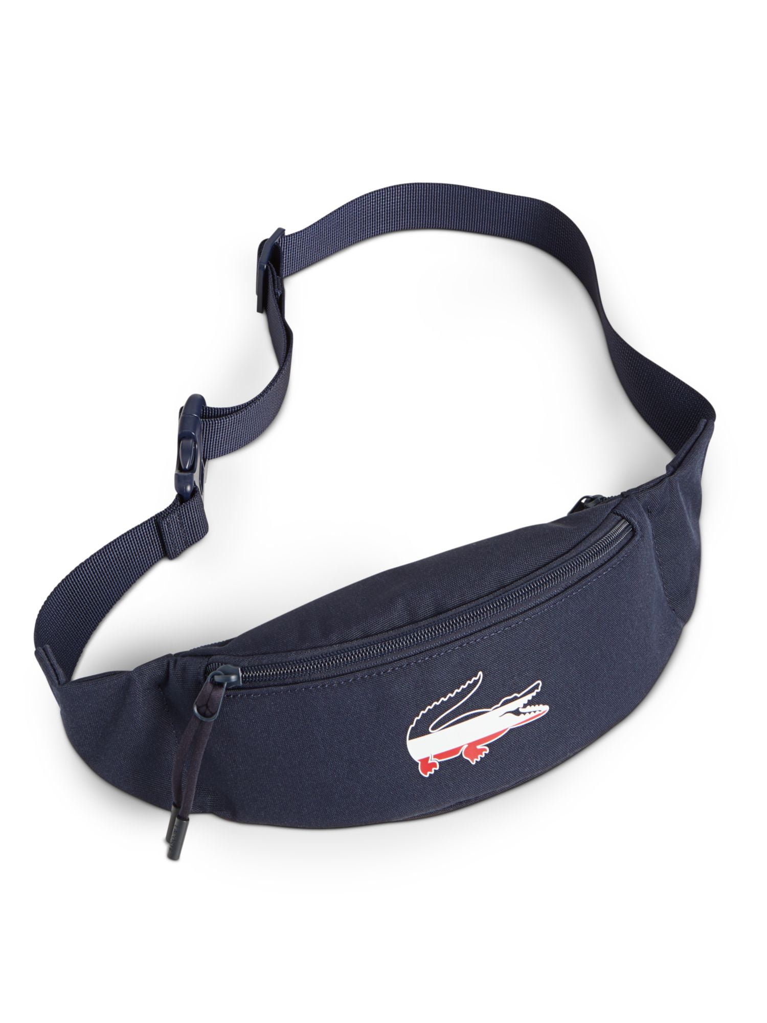 LACOSTE Men's Navy Polyester Solid Graphic Logo Single Strap Fanny Pack ...