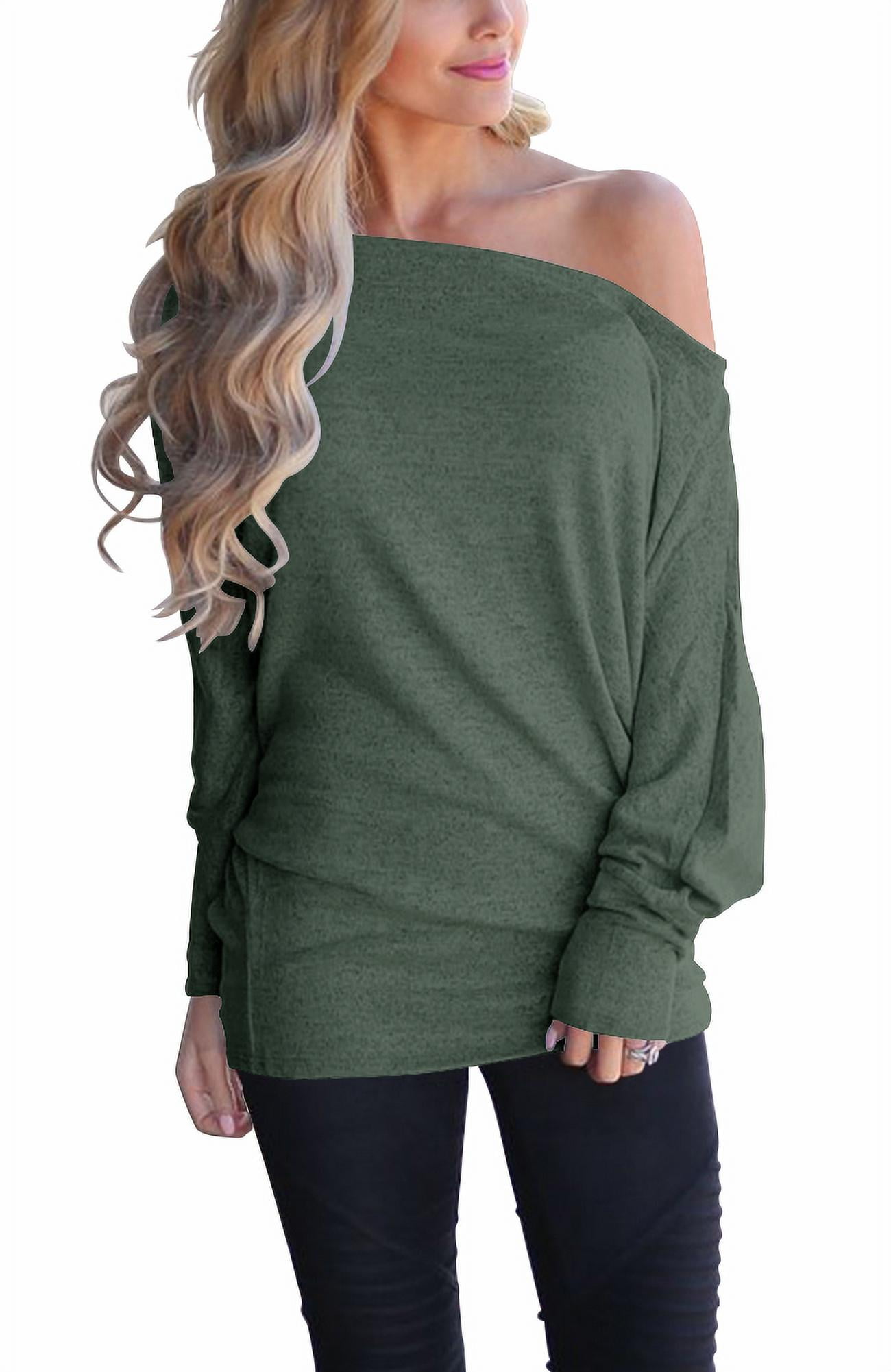 LACOZY Off The Shoulder Tops Batwing Sleeve Oversized Tunic Pullover ...