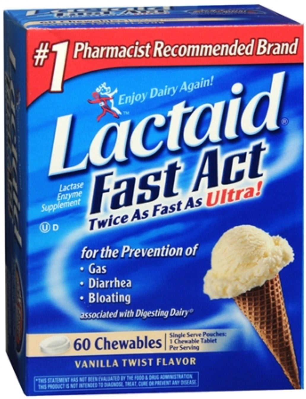 LACTAID Fast Act Chewables Vanilla Twist 60 Tablets (Pack of 6 ...