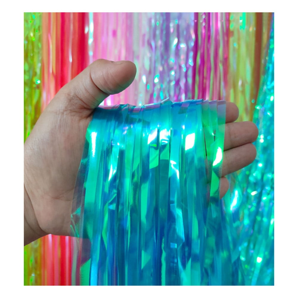 LADAEN Backdrop Laser Rain Curtain Metallic Laser Rain Curtain for ...