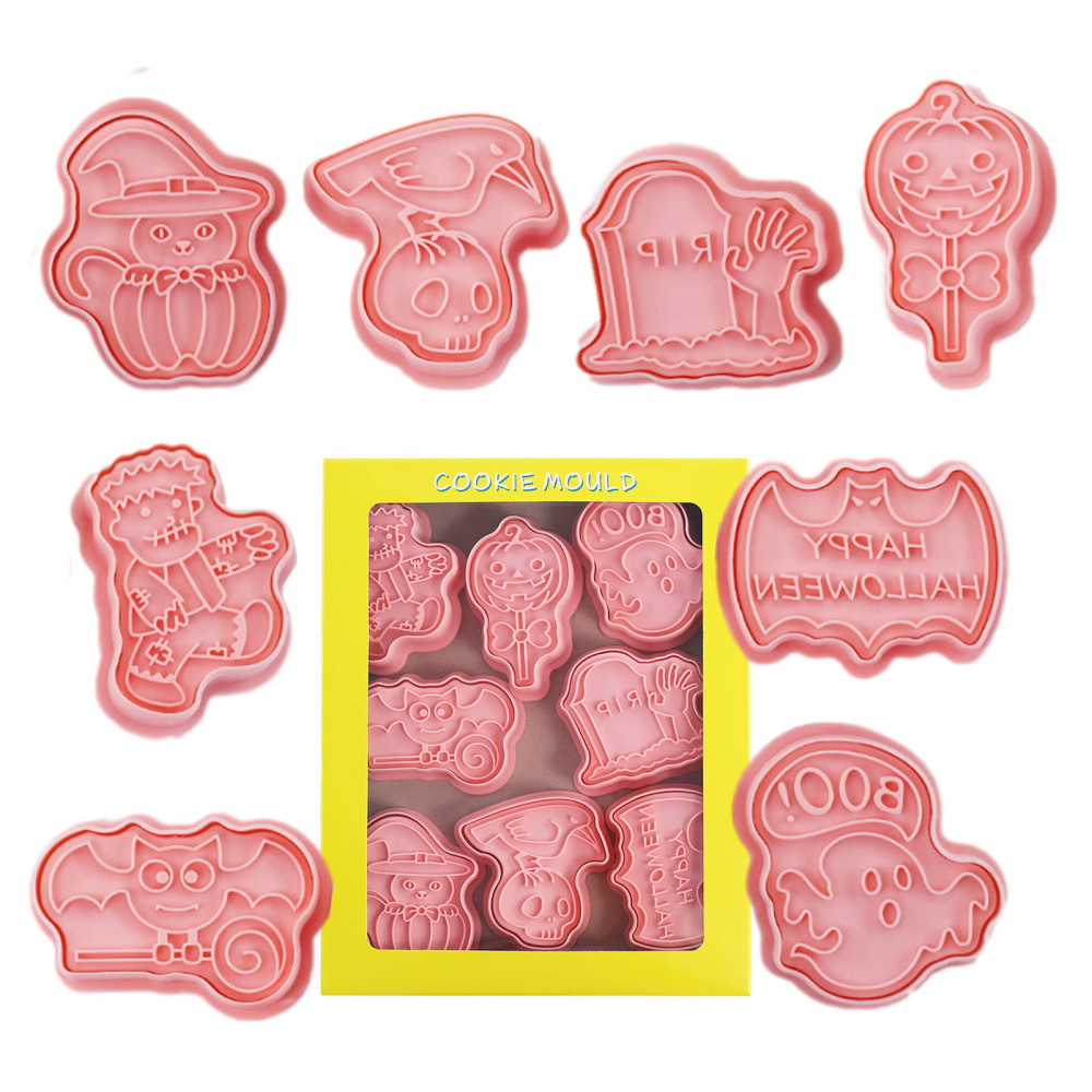 LADAEN Cookie Stamps for Baking Set of 8 Cute Cartoon Embossing Stamp ...