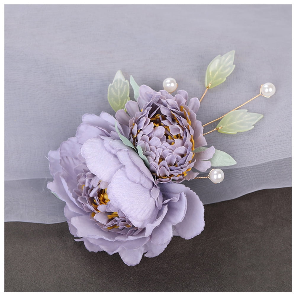 LADAEN Edge Clips Hairpin Headdress Sweet Color Silk Flower Headwear ...