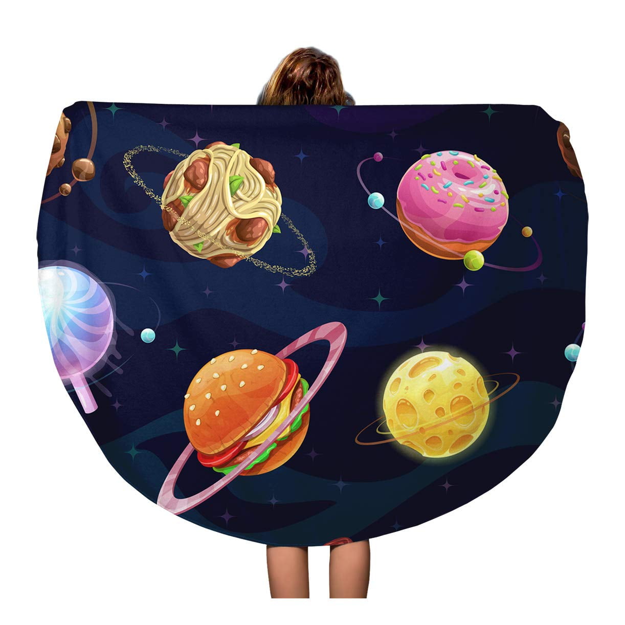 LADDKA 60 inch Round Beach Towel Blanket Colorful Funny Cartoon Fantasy ...