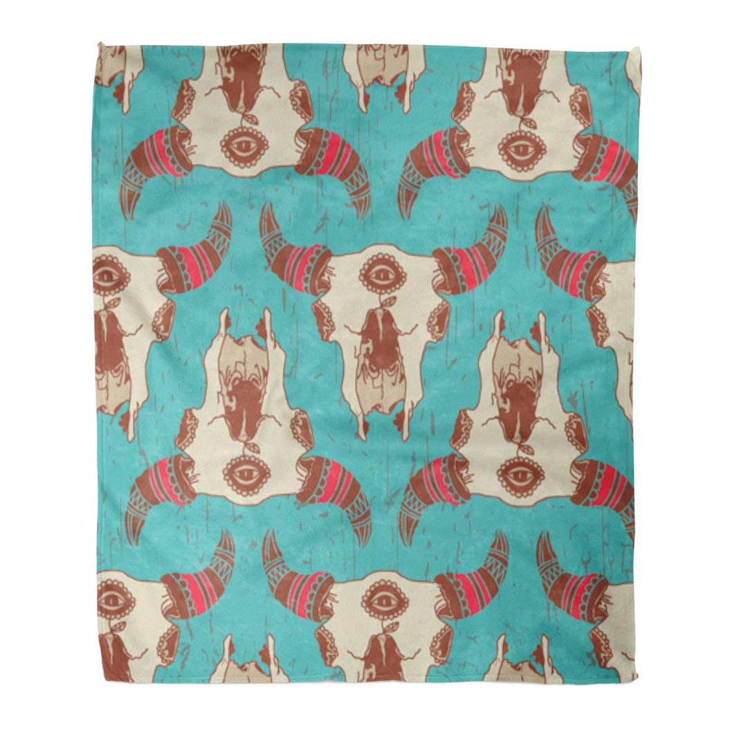 LADDKE 50x60 inch Super Soft Throw Blanket Western with Bull Skull ...