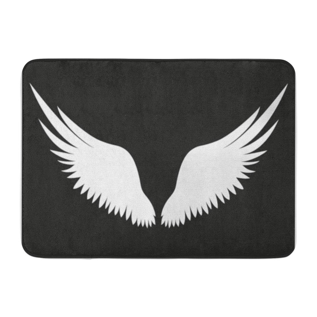 LADDKE Angel White Wings on Black Abstract Bird Creative Doormat Floor ...