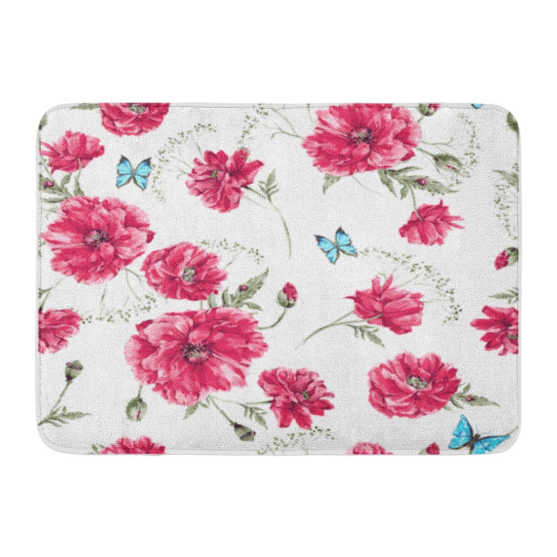 LADDKE Beautiful Gentle Watercolor Vintage Summer Red Poppies Blue ...