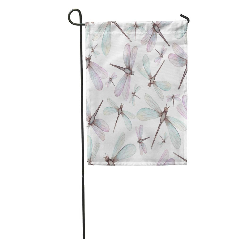 LADDKE Blue Dragonfly Watercolor Flying Dragonflies Pattern Abstract ...