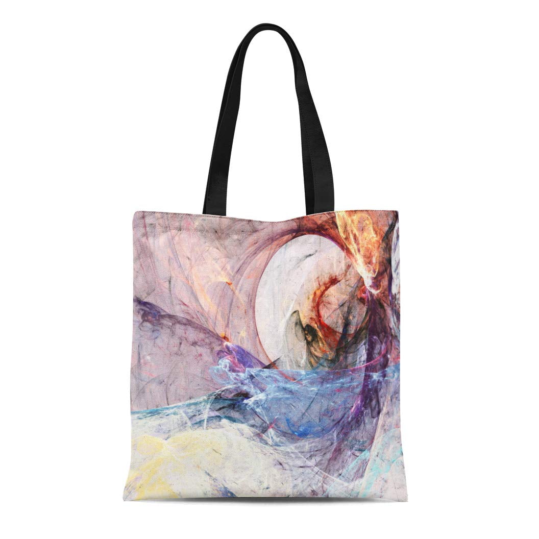 LADDKE Canvas Bag Resuable Tote Grocery Shopping Bags Abstract Color ...