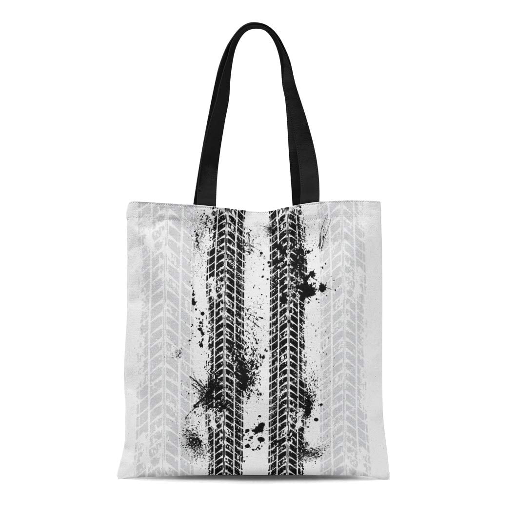 LADDKE Canvas Bag Resuable Tote Grocery Shopping Bags Car Tire Track ...