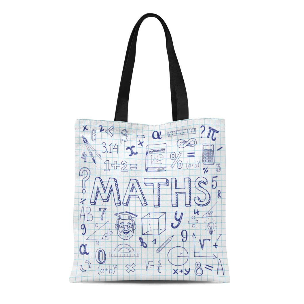 LADDKE Canvas Bag Resuable Tote Grocery Shopping Bags Class Maths with ...