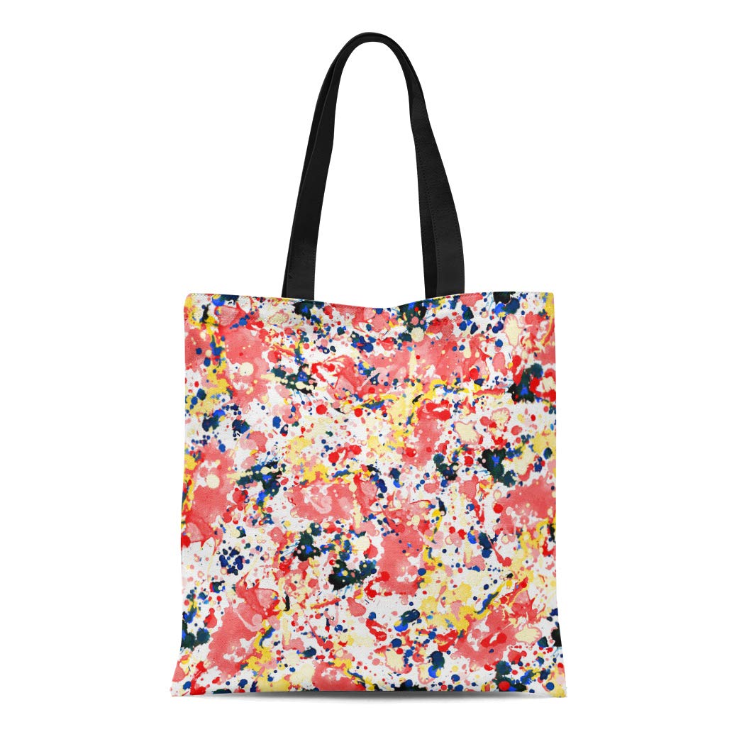 LADDKE Canvas Bag Resuable Tote Grocery Shopping Bags Colorful Pollock ...