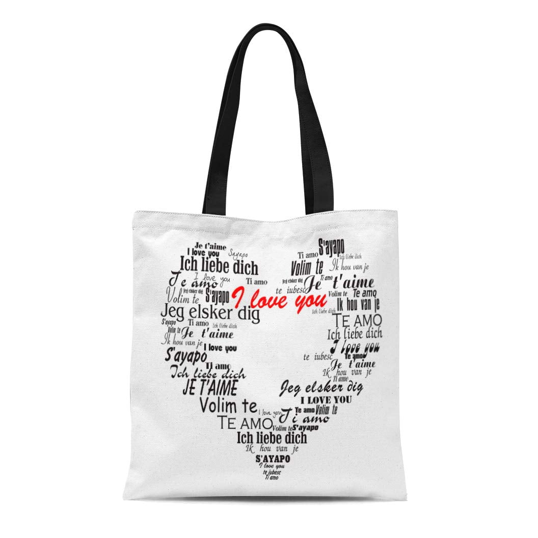 LADDKE Canvas Bag Resuable Tote Grocery Shopping Bags Heart Made Up of ...