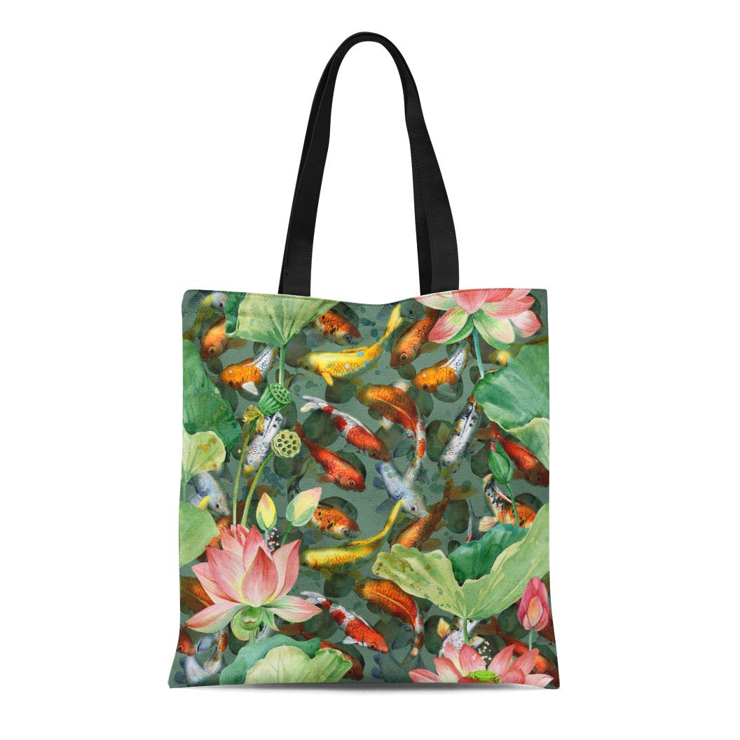 LADDKE Canvas Bag Resuable Tote Grocery Shopping Bags Pink Spring Carp ...