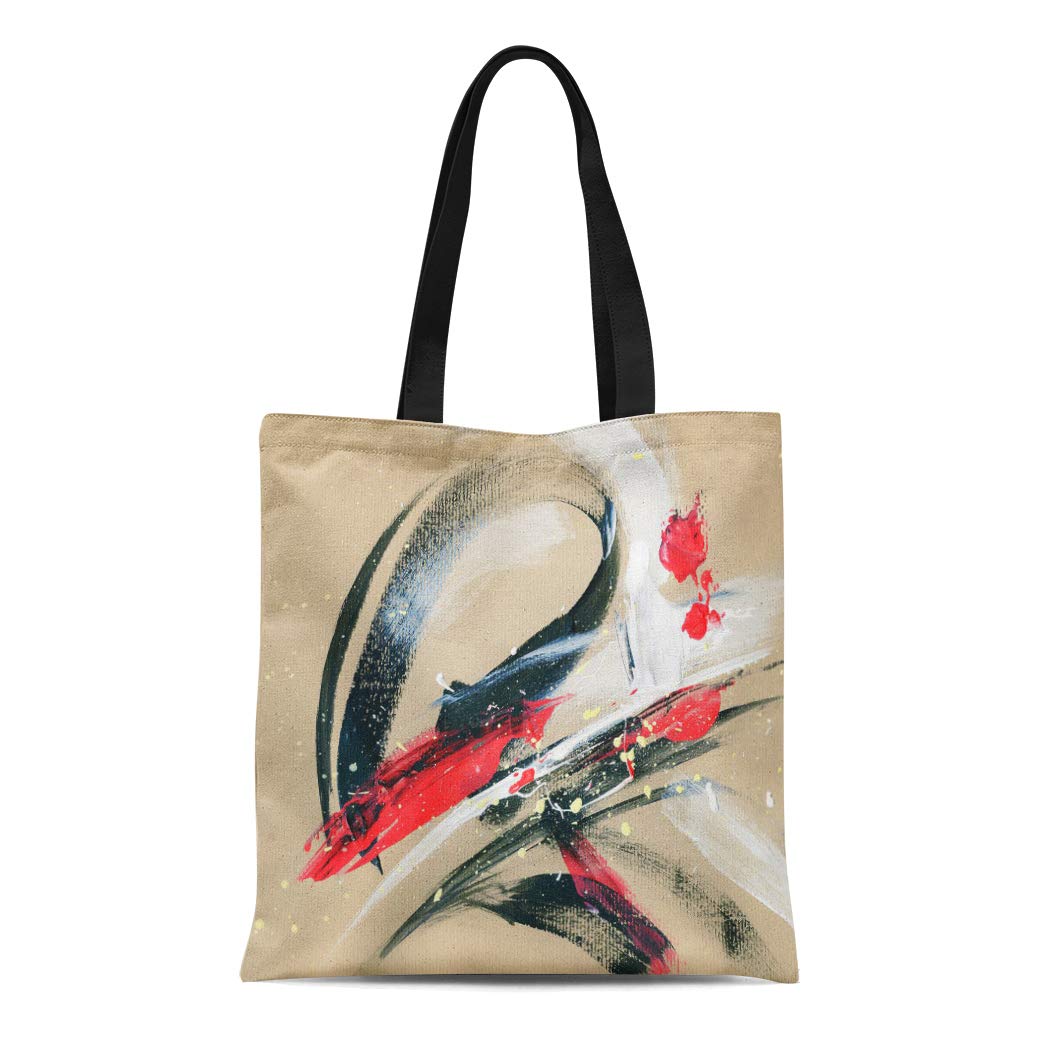 LADDKE Canvas Bag Resuable Tote Grocery Shopping Bags Red Color ...