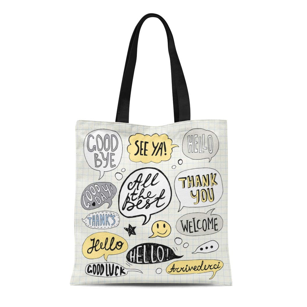 LADDKE Canvas Bag Resuable Tote Grocery Shopping Bags Speech Bubbles ...
