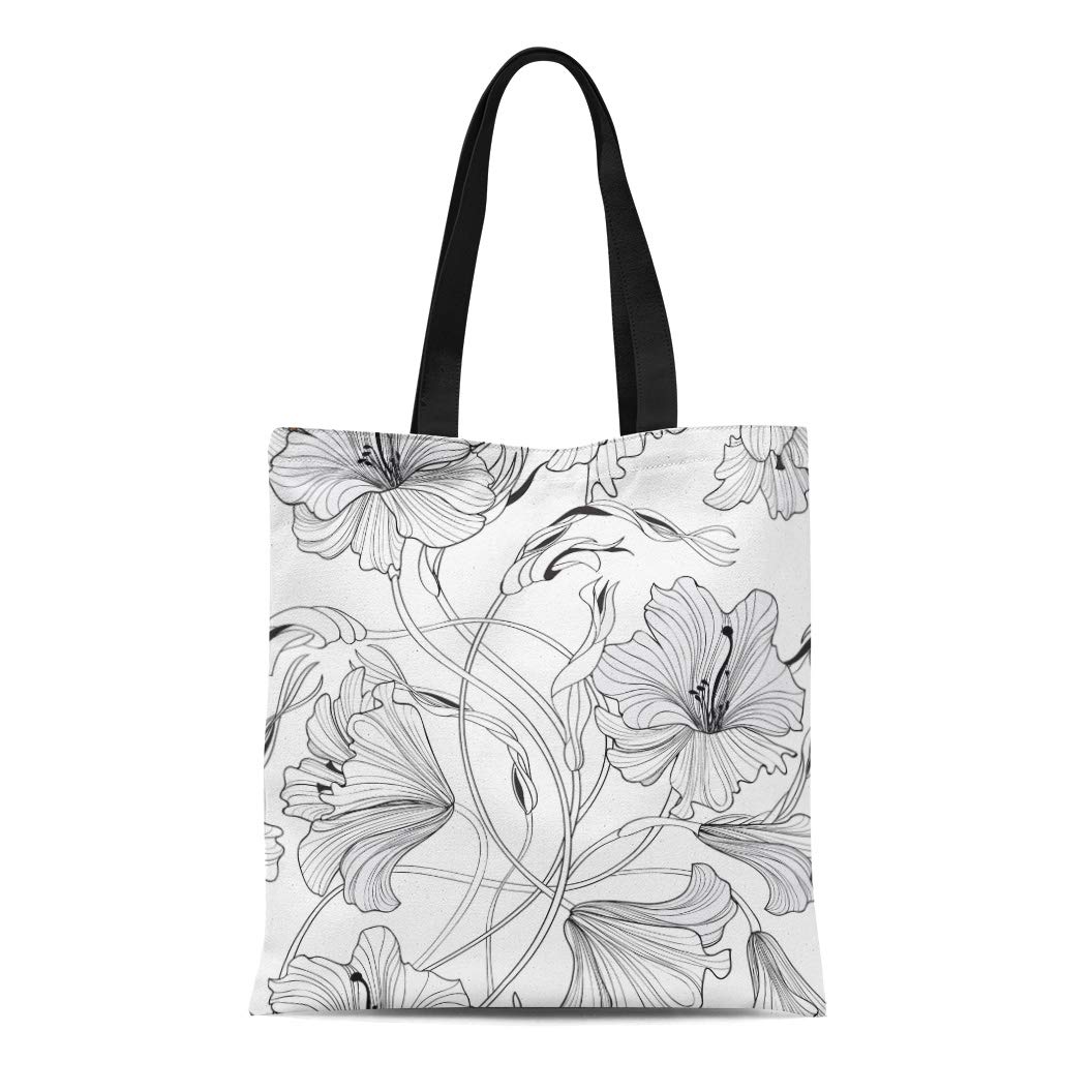 LADDKE Canvas Tote Bag Daisy Floral Ornamental Abstract Flower Bouquet ...