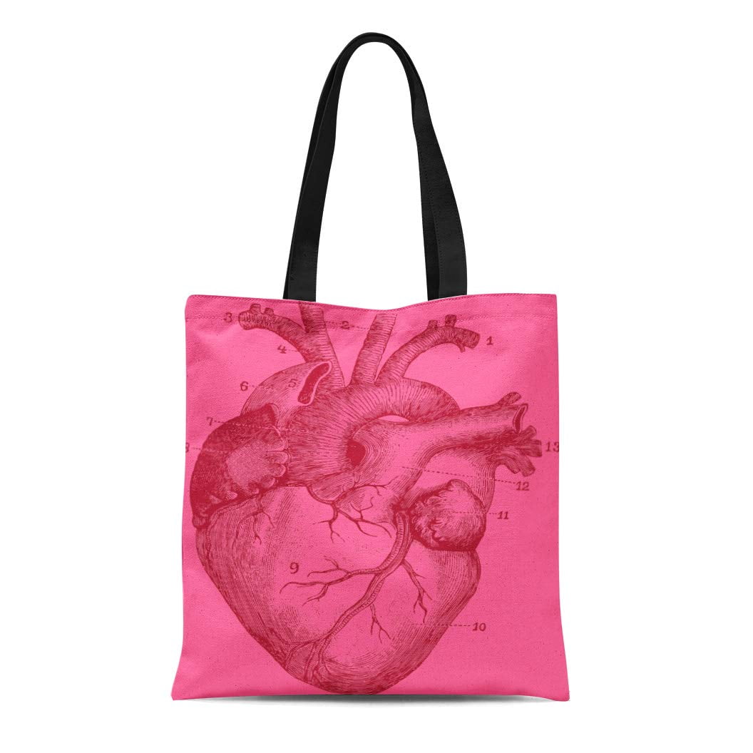 LADDKE Canvas Tote Bag Disorderly Human Heart Anatomy Goods Vintage ...