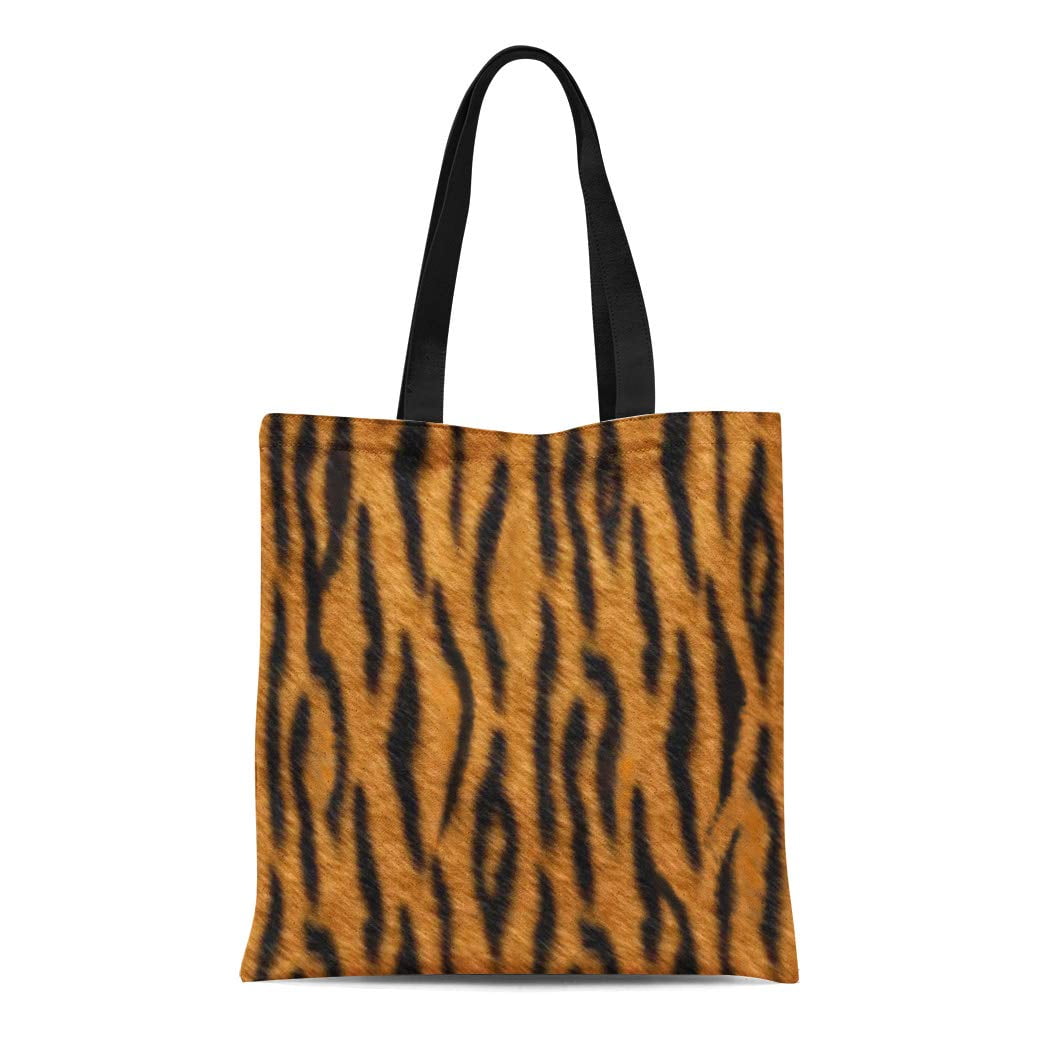 LADDKE Canvas Tote Bag Elegant Tiger Skin Stripes Pattern Chic Cool ...
