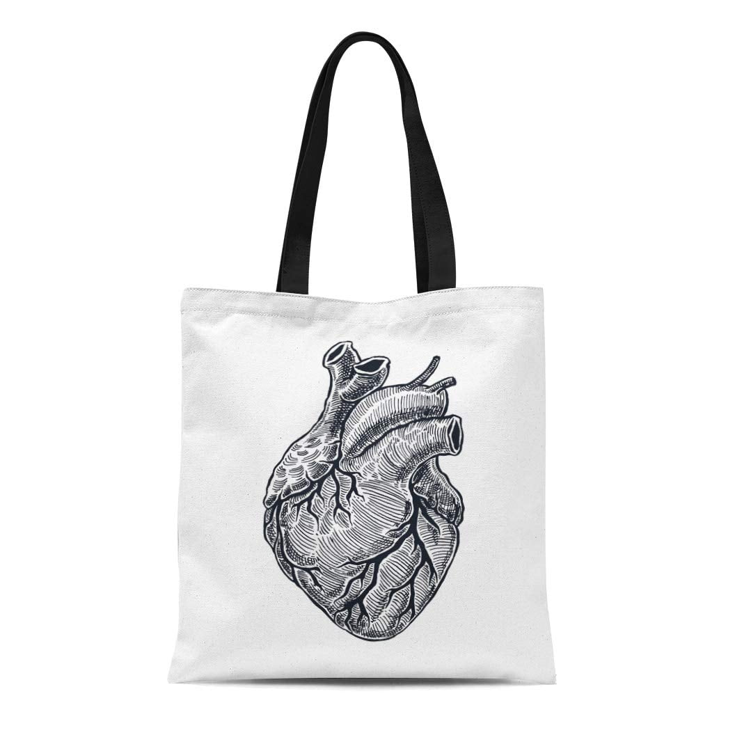 LADDKE Canvas Tote Bag Real Realistic Human Heart Vintage Anatomy ...