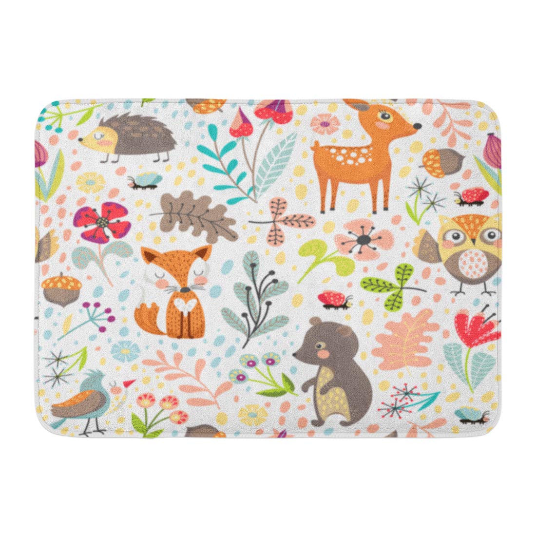 LADDKE Colorful Fox Cute Cartoon Forest on Different Plants Children ...