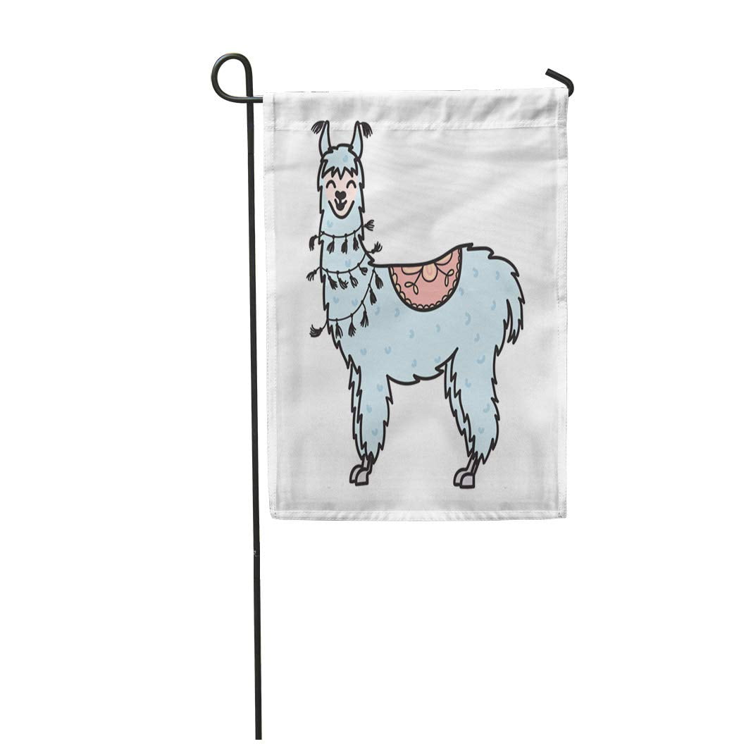 LADDKE Cute Character South Lama Outline Cartoon Baby Llama Garden Flag ...