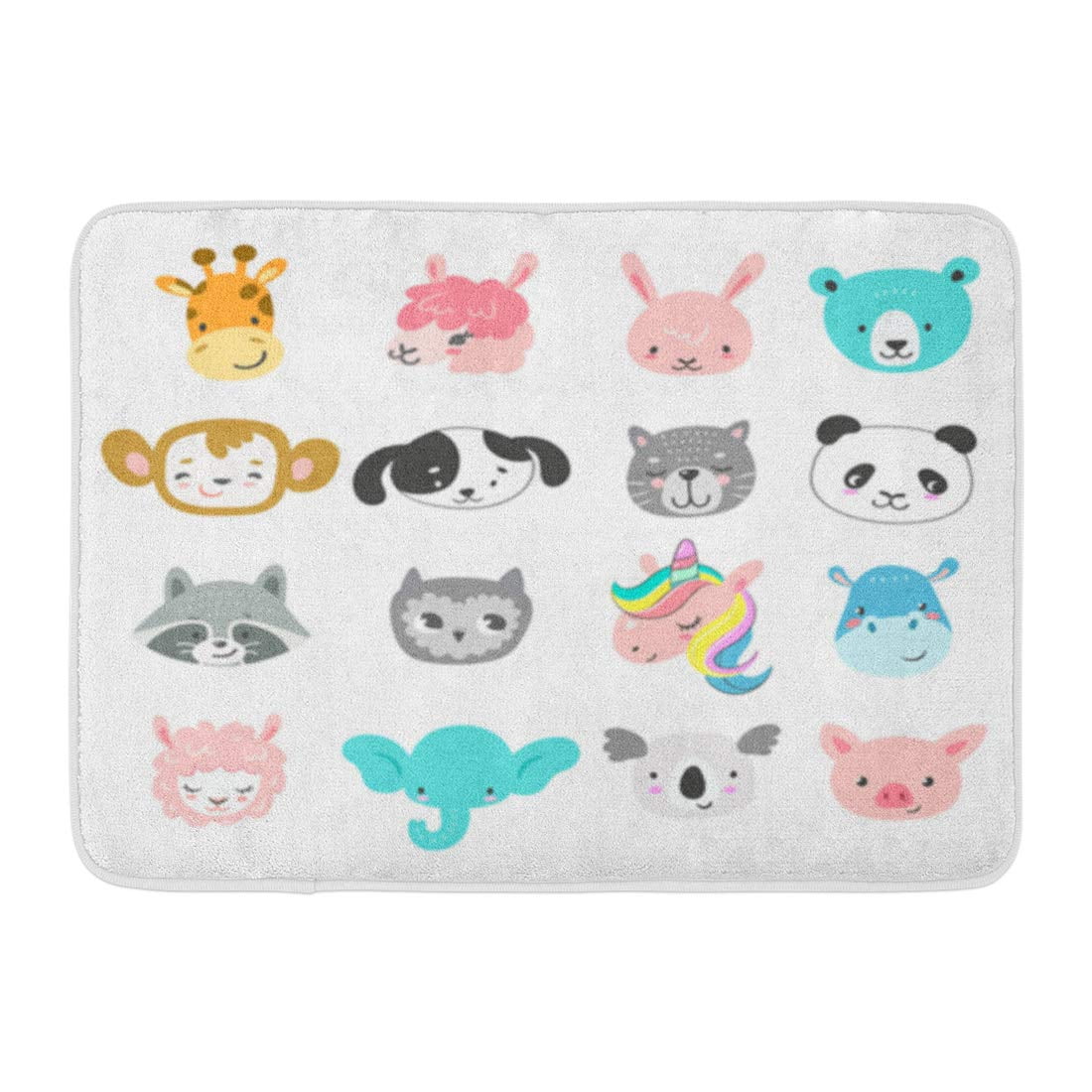 LADDKE Cute Smiling Characters Cartoon Zoo Giraffe Llama Bunny Doormat ...