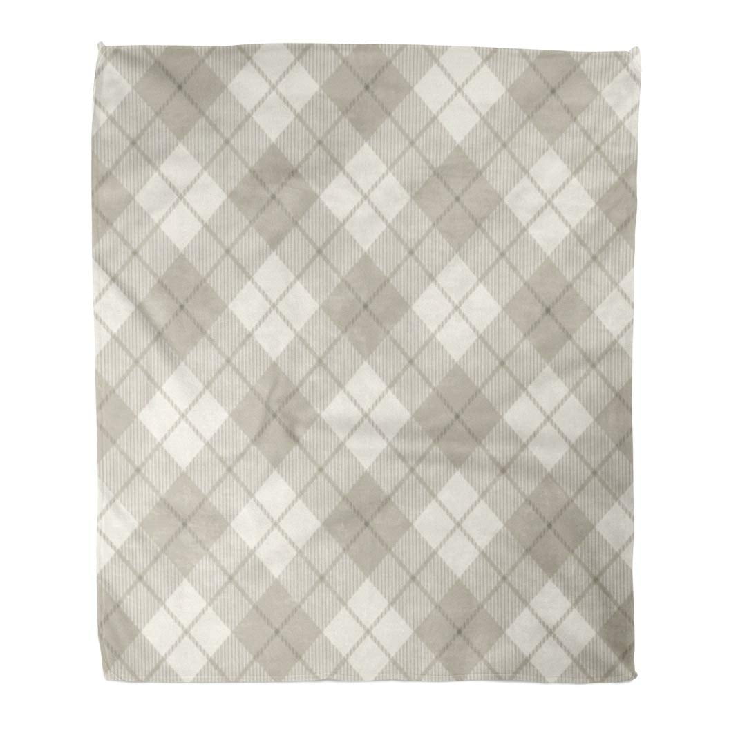 LADDKE Flannel Throw Blanket Brown Tartan of Diagonal Plaid Pattern ...