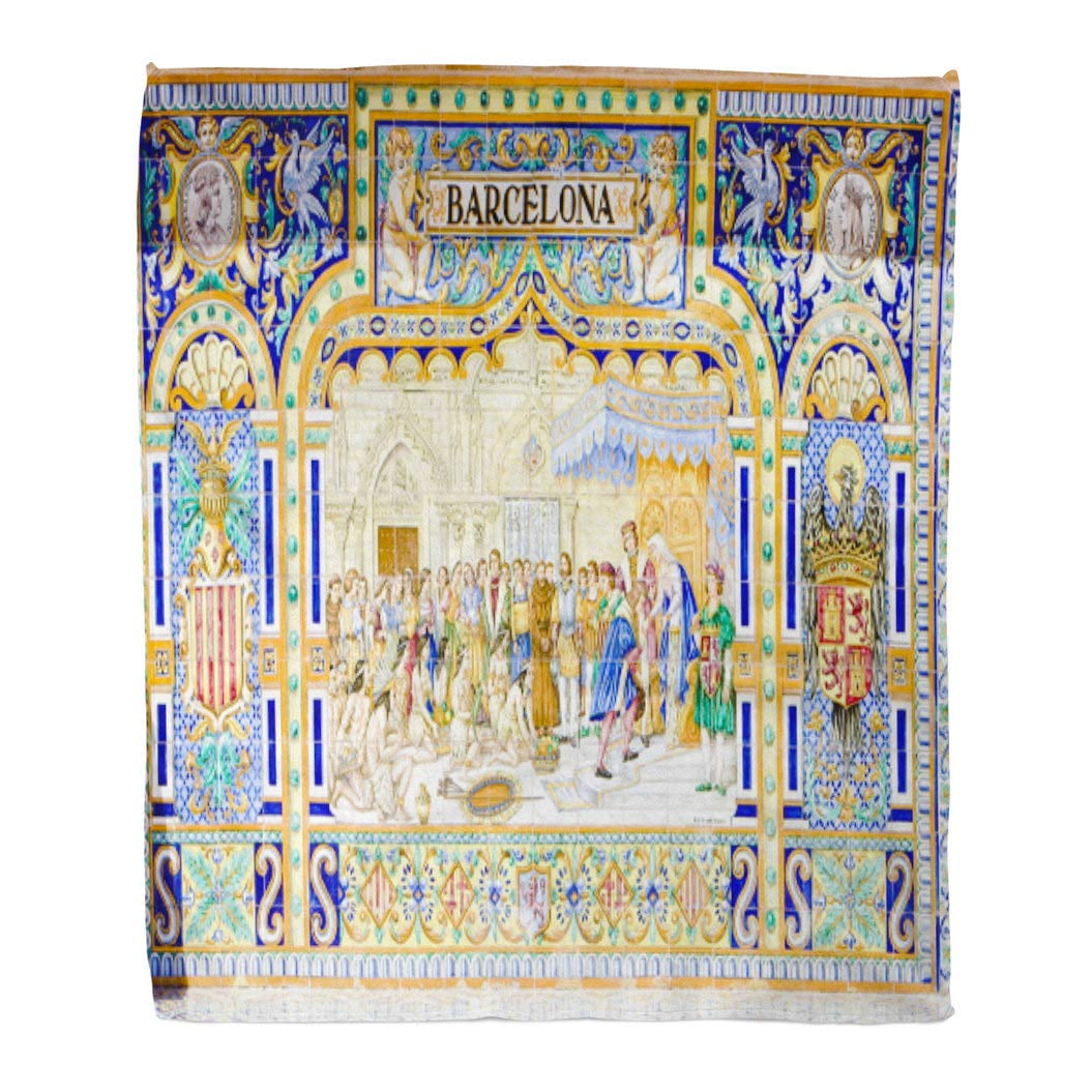 LADDKE Flannel Throw Blanket Old Painting Spanish Plaza De Espana ...