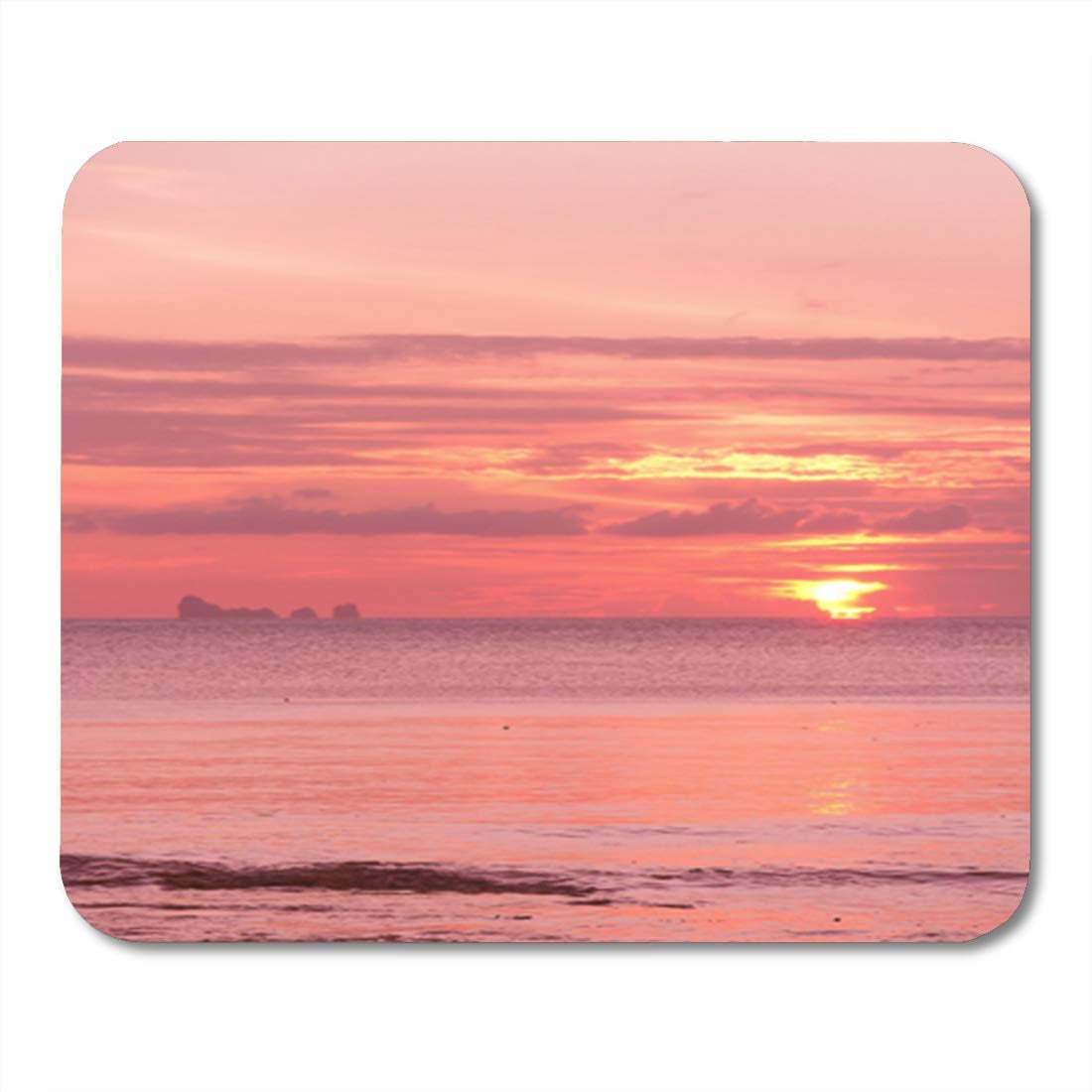 LADDKE Pink Beach Burning Skies Setting Sun Green Coral Sky Mousepad ...