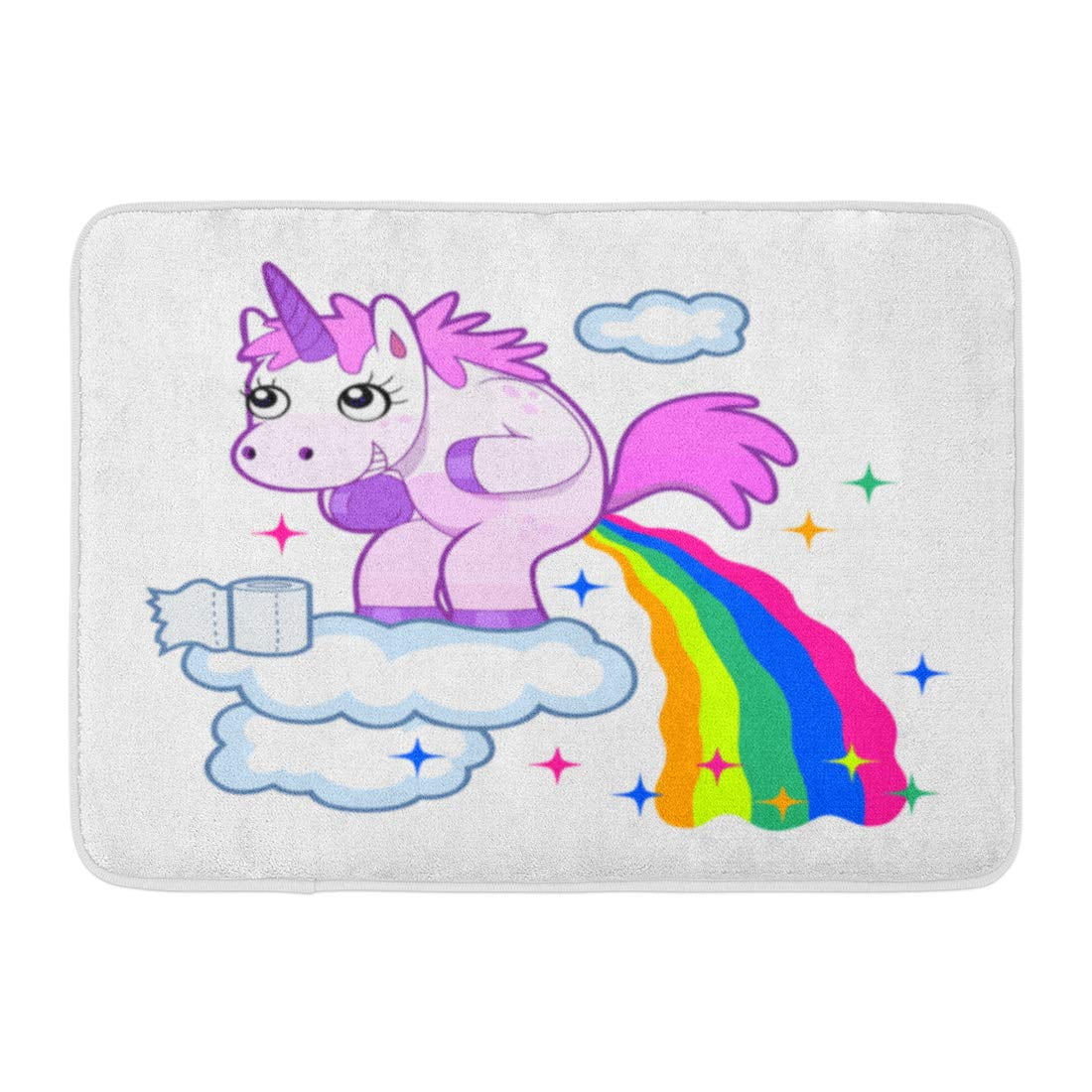 LADDKE Pink Poop Smiling Unicorn Pooping Rainbow Sky Funny Cartoon ...