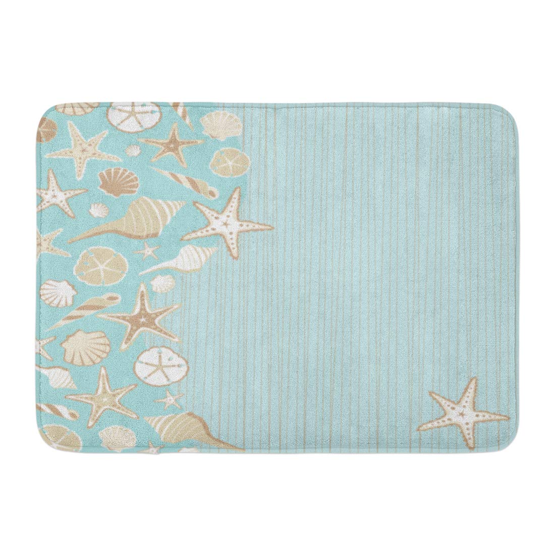 LADDKE Seashell Beach Party Variety of Shells on Aqua Teal Stria Wtih ...