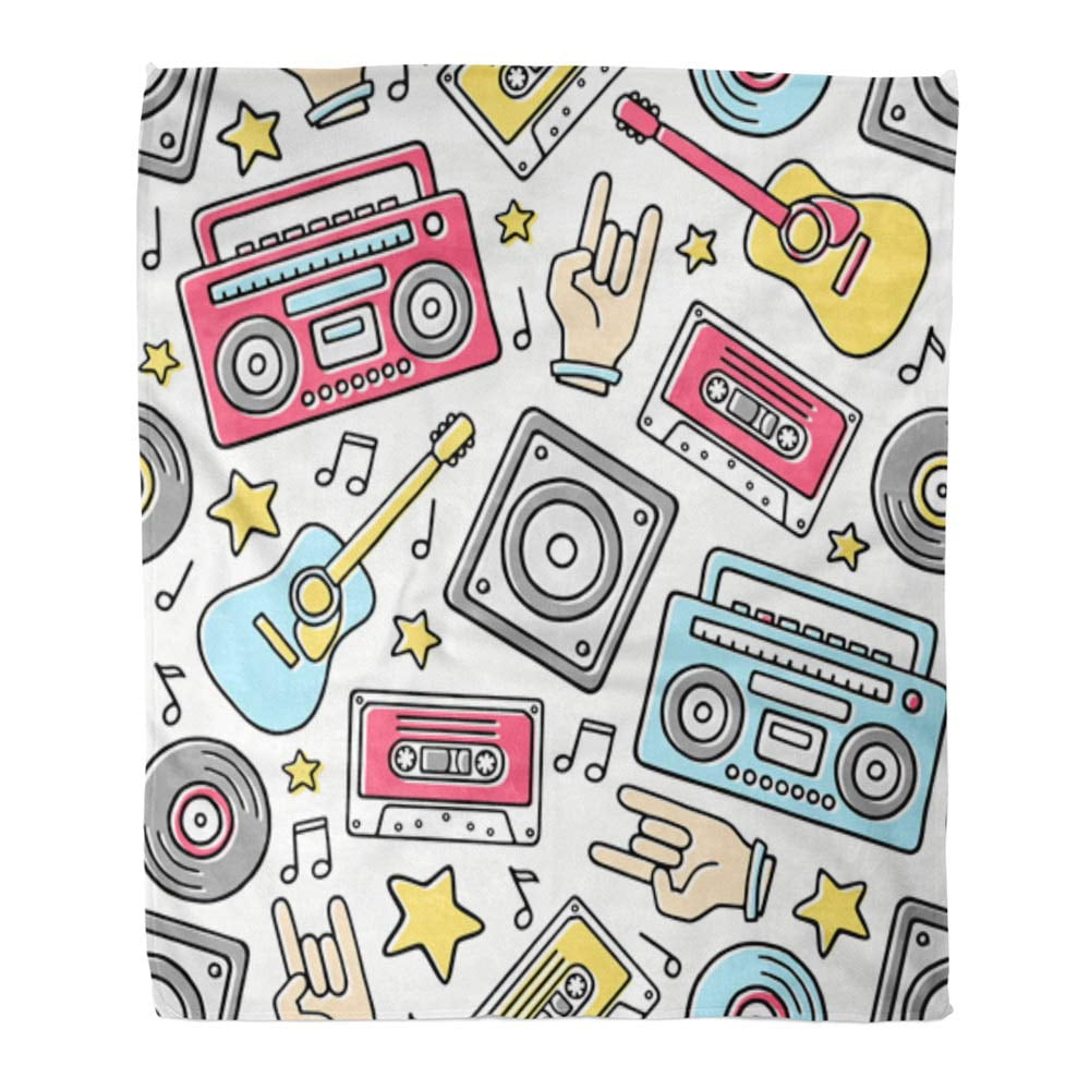 LADDKE Throw Blanket Warm Cozy Print Flannel Cartoon Filled Outline ...