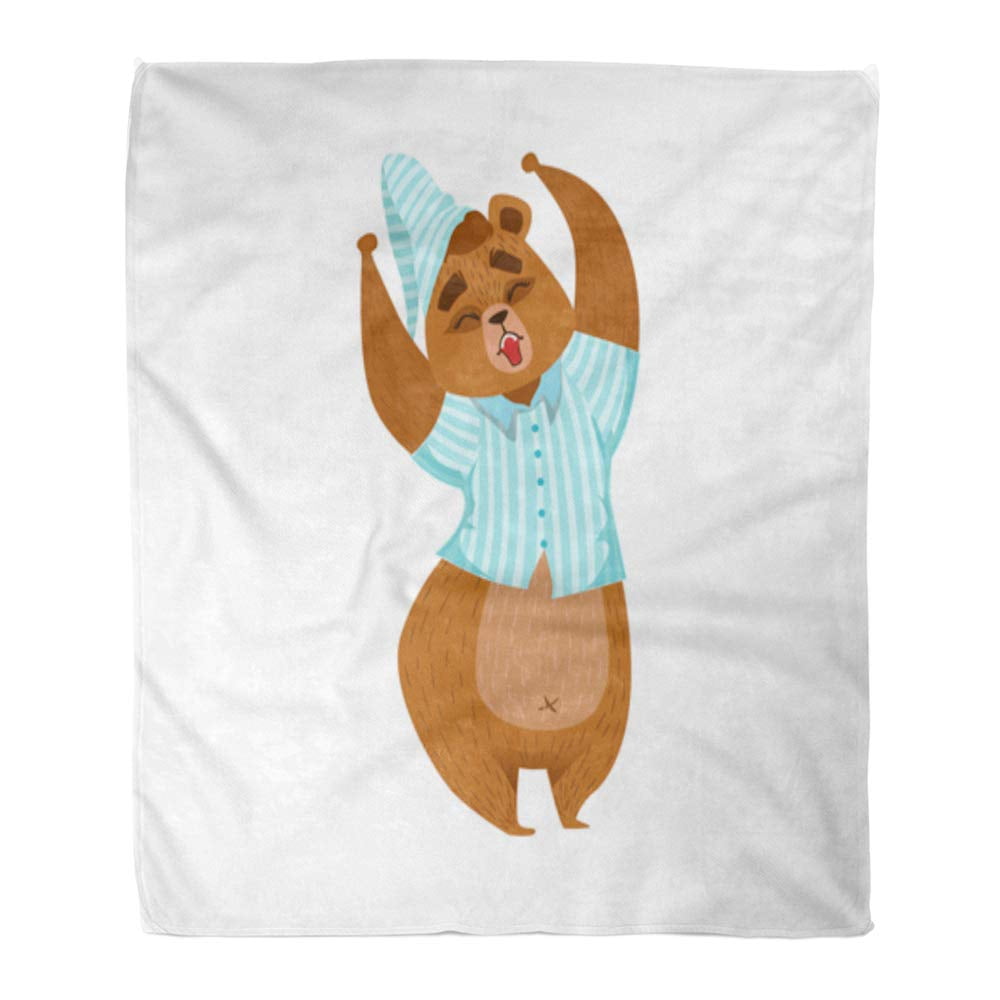 LADDKE Throw Blanket Warm Cozy Print Flannel Girly Cartoon Brown Bear ...