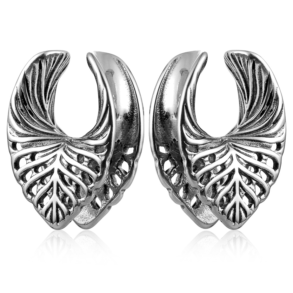 LADEMAYH 2pcs Surgical Steel 316L Ear Plugs Tunnels Gauges, Hollow Leaf ...