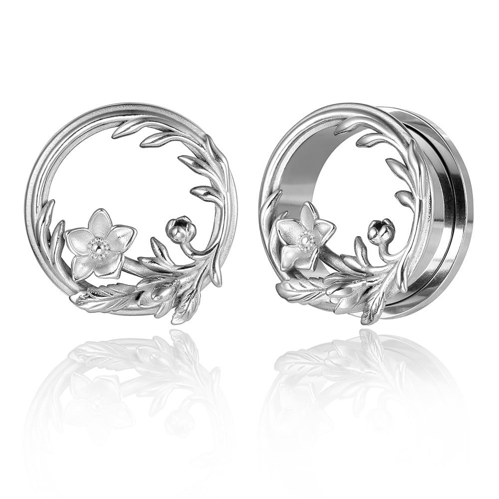 LADEMAYH Cute Flower Design Ear Plugs Tunnels Gauges for Women ...