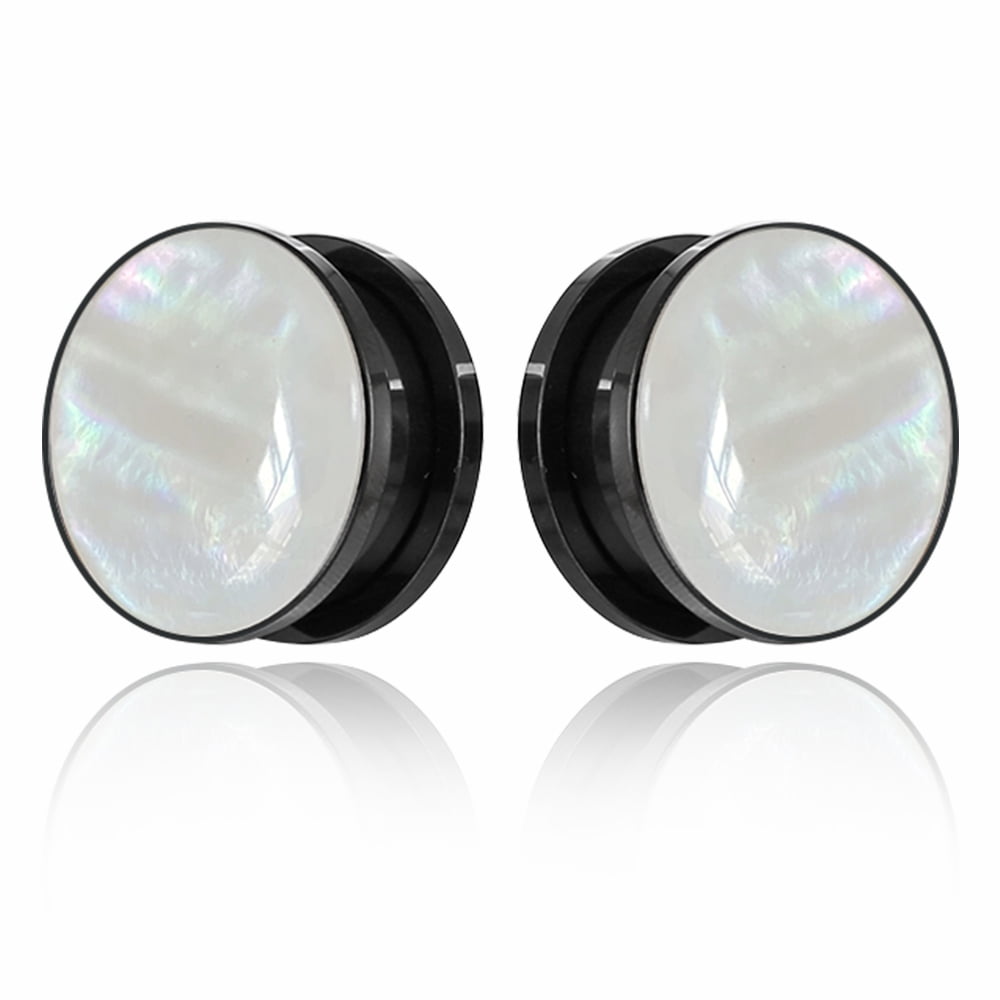LADEMAYH Elegant White Pearl Ear Plugs Tunnels Gauges, Classy Surgical ...