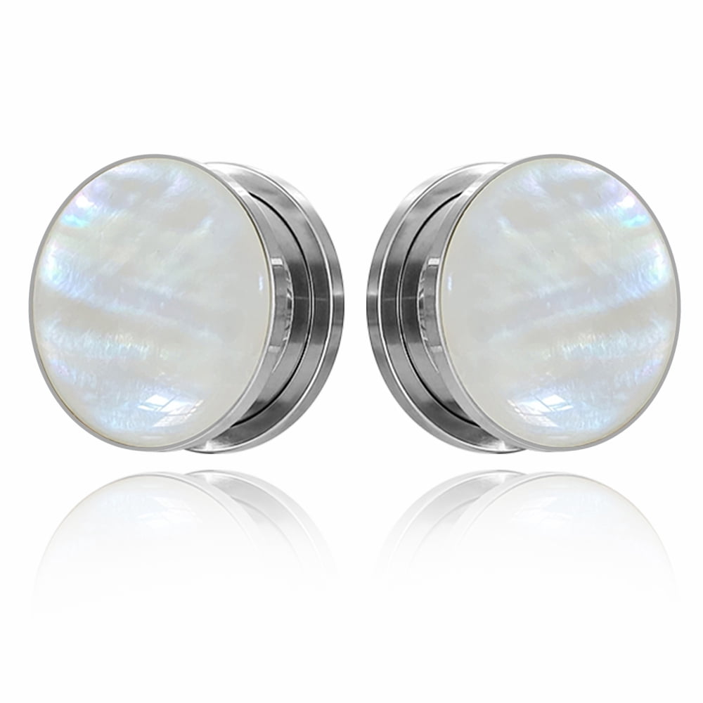 LADEMAYH Elegant White Pearl Ear Plugs Tunnels Gauges, Classy Surgical ...