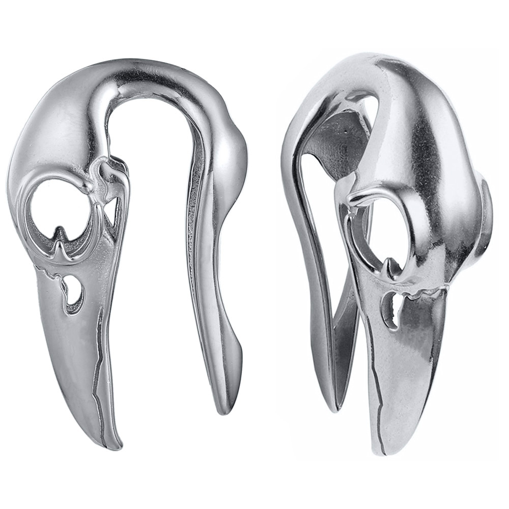 LADEMAYH Gothic/Punk Ear Weights for Stretched Ears, Bird Skull Design ...
